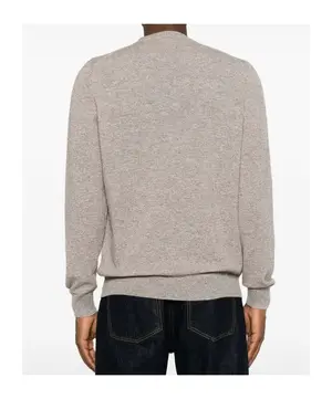 Fedeli Fine Knit Crew Neck Long Sleeve Sweater - Taupe