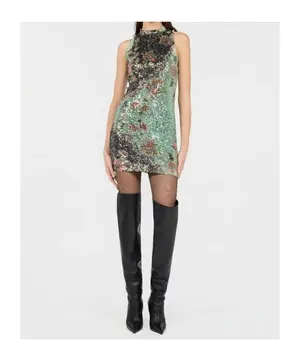 Roberto Cavalli Sequin-embellished Floral-print Mini Dress