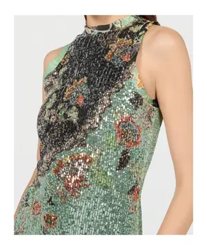 Roberto Cavalli Sequin-embellished Floral-print Mini Dress