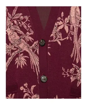 Etro Floral-jacquard V-neck Cardigan - Burgundy