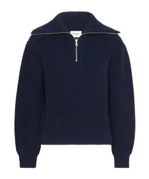 Max Mara Wool Zip-up Roll-neck Jumper Navy - Navy Blue