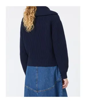 Max Mara Wool Zip-up Roll-neck Jumper Navy