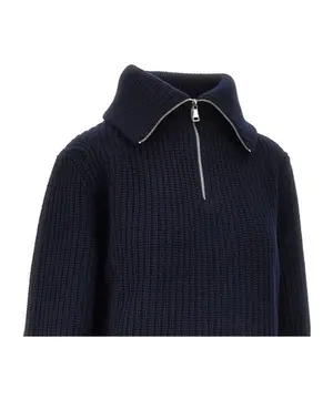 Max Mara Knitted Jumper With Half-zip - Navy Blue