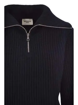 Max Mara Knitted Jumper With Half-zip - Navy Blue