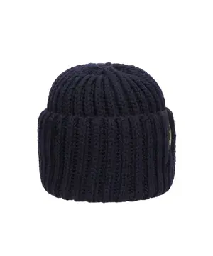 Borsalino Logo Patch Ribbed Knitted Beanie