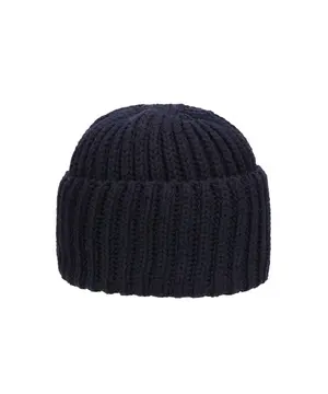Borsalino Logo Patch Ribbed Knitted Beanie