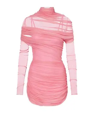 Christopher Esber Christo Ruched Sheer Silk Minidress - Pink