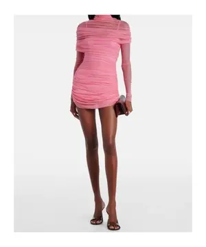 Christopher Esber Christo Ruched Sheer Silk Minidress