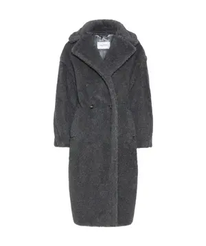 Max Mara Teddy Bear Icon Coat In Wool And Alpaca Dark Grey - Dark Gray