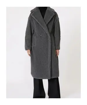 Max Mara Teddy Bear Icon Coat In Wool And Alpaca Dark Grey