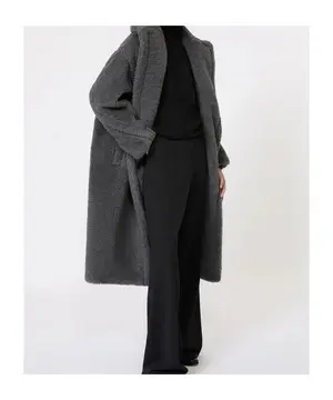 Max Mara Teddy Bear Icon Coat In Wool And Alpaca Dark Grey