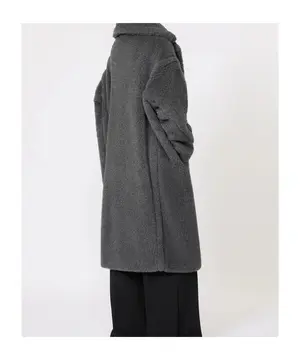 Max Mara Teddy Bear Icon Coat In Wool And Alpaca Dark Grey