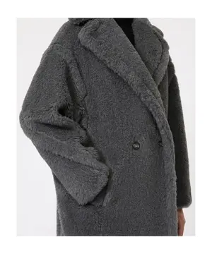 Max Mara Teddy Bear Icon Coat In Wool And Alpaca Dark Grey