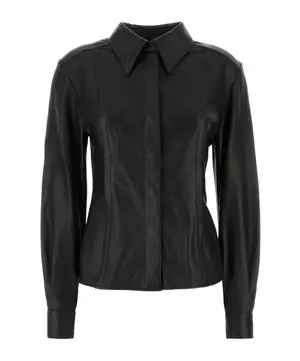 Alberta Ferretti Gloss Leather Shirt - Black