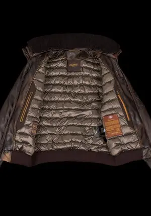 MOORER Long-sleeved Leather Jacket