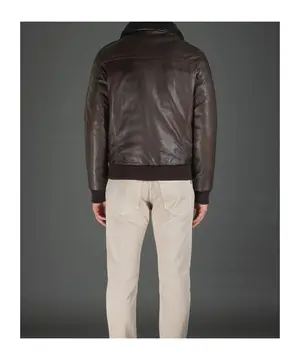 MOORER Long-sleeved Leather Jacket