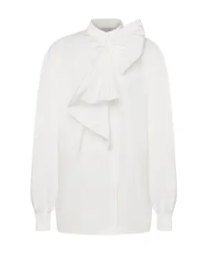 Alberta Ferretti Logo Bow Long-sleeved Shirt - White