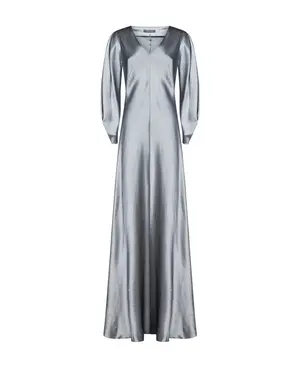 Alberta Ferretti Satin Long-sleeve Gown - Gray