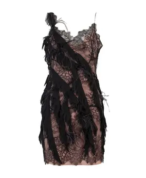 Alberta Ferretti Feather-detail Silk Minidress - Black