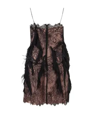 Alberta Ferretti Feather-detail Silk Minidress