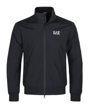 EA7 Logo Printed Zipped Jacket