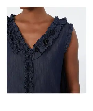 Max Mara Sleeveless Cotton Denim Top