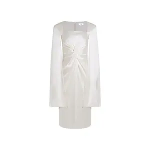 THE GT ATELIER Satin Drape Midi Dress - White