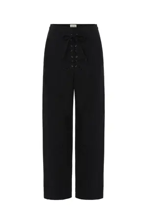 PAR Y ESCALA SL Rafaela Cutwork Lace-up Cotton Trousers - Black