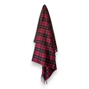 LOOM & COVE Wallace 100% Recycled Wool Tartan Blanket - Red