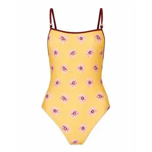 PAR Y ESCALA SL Jamu Print Beaded Strap One-piece Swimsuit - Yellow