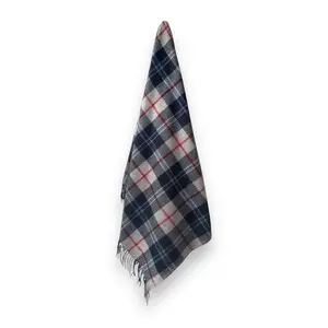 LOOM & COVE Douglas Navy 100% Recycled Wool Tartan Blanket - Blue