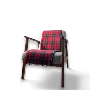 LOOM & COVE Wallace 100% Recycled Wool Tartan Knee Blanket - Red
