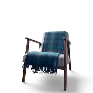 LOOM & COVE Baird 100% Recycled Wool Tartan Knee Blanket - Blue