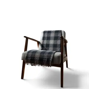 LOOM & COVE Flint 100% Recycled Wool Tartan Knee Blanket - Grey