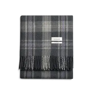 LOOM & COVE Flint 100% Recycled Wool Tartan Blanket - Grey