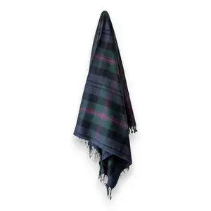 LOOM & COVE Baird 100% Recycled Wool Tartan Blanket - Blue