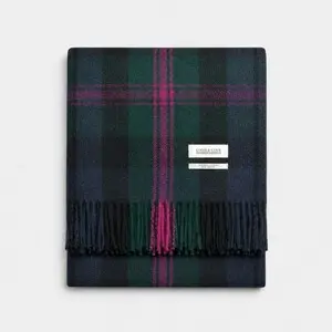 LOOM & COVE Baird 100% Recycled Wool Tartan Blanket - Blue