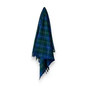 LOOM & COVE Douglas 100% Recycled Wool Tartan Blanket - Blue