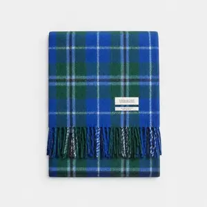 LOOM & COVE Douglas 100% Recycled Wool Tartan Blanket - Blue