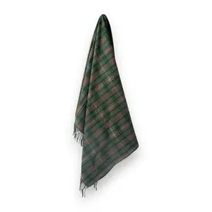 LOOM & COVE Fraser Hunting Weathered 100% Recycled Wool Tartan Blanket - Green