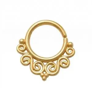 Zahav Jewelry 10k Solid 18g Septum Ring Filigree Nose Hoop - Gold