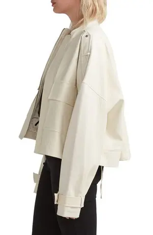 BELLE & BLOOM Reload Draped Faux Leather Jacket