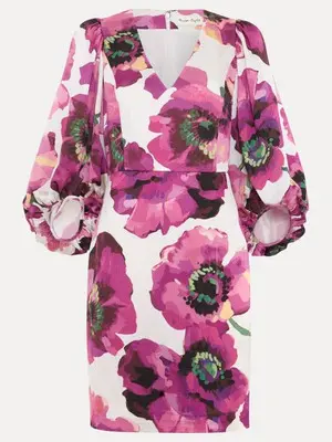 PHASE EIGHT Fiona Puff Sleeve V-neck Dress