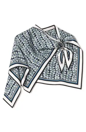 LANVIN Murano Print Silk Scarf With Jewelry Fastener - Black