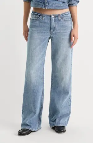 Good American Ghost Waist Low Loose Wide Leg Jeans - Indigo1320