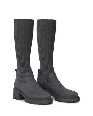BELLE & BLOOM Tokyo Lights Rib Sock Boot - Grey