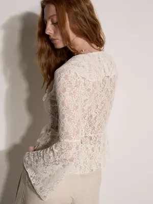 APRICOT Lace Ruffle Cardigan