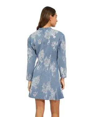 BELLE & BLOOM Heart You Denim Beaded Mini Dress