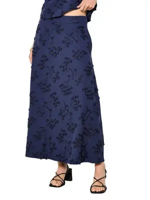 APRICOT Dandellion Embroidered Skirt - Navy
