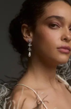 Nadri Imitation Pearl Triple Drop Earrings